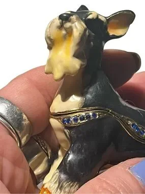 Bejewled | Other | Black And White Schnauzer Dog Trinket Box With Blue ...